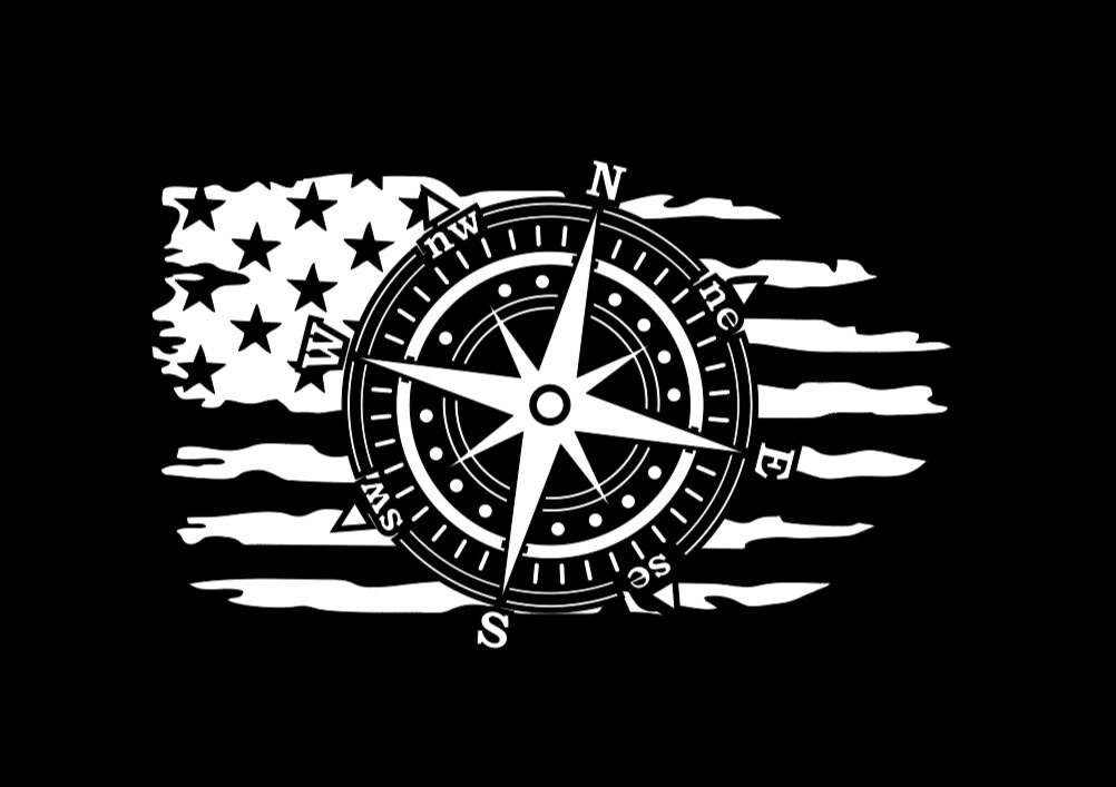 American Flag Compass Rose Vinyl Decal vinyl Decal high - Etsy