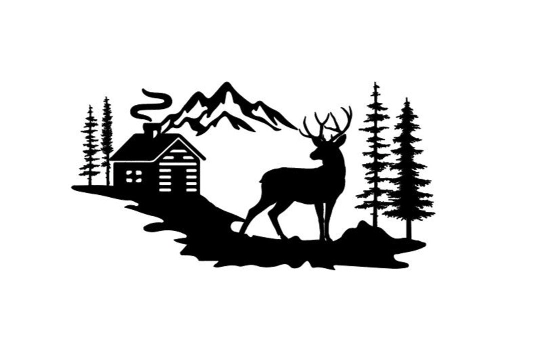 Buck Log Cabin Mountain Scenery Decal car Window Wall Vinyl - Etsy