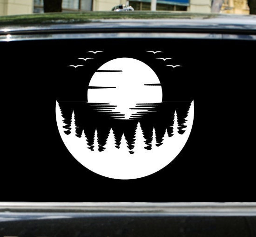 Sunset Mountain Forest Design Vinyl Decal high Quality Oracal - Etsy