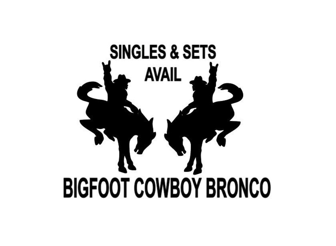 Bigfoot Sasquatch Cowboy Riding Bucking Bronco Vinyl Decal SETS AVAIL ...
