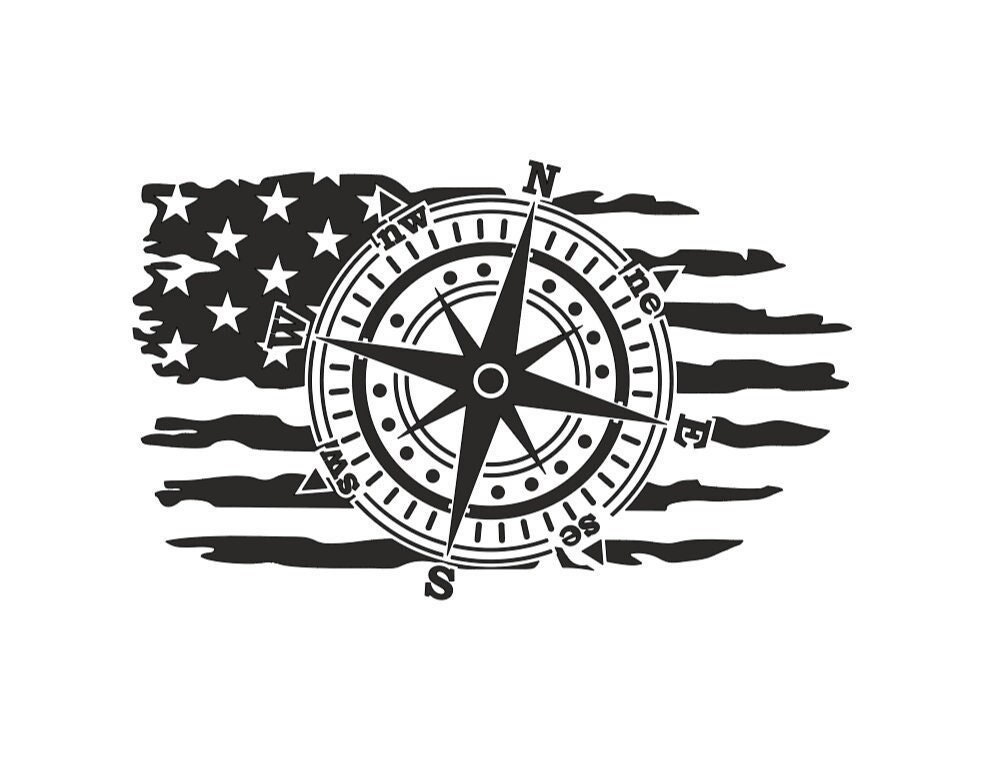 American Flag Compass Rose Vinyl Decal vinyl Decal high - Etsy