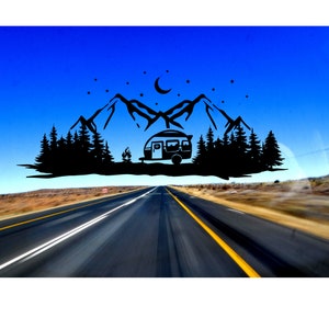 Camper Camping Site Mountain Scene Moon/stars car Window Vinyl Decal ...