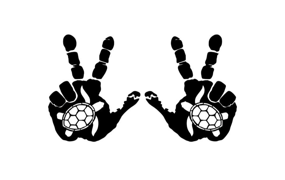 Sea Turtle Set of 2 Hand Wave Hand Print or Peace Vinyl Car Mirror ...