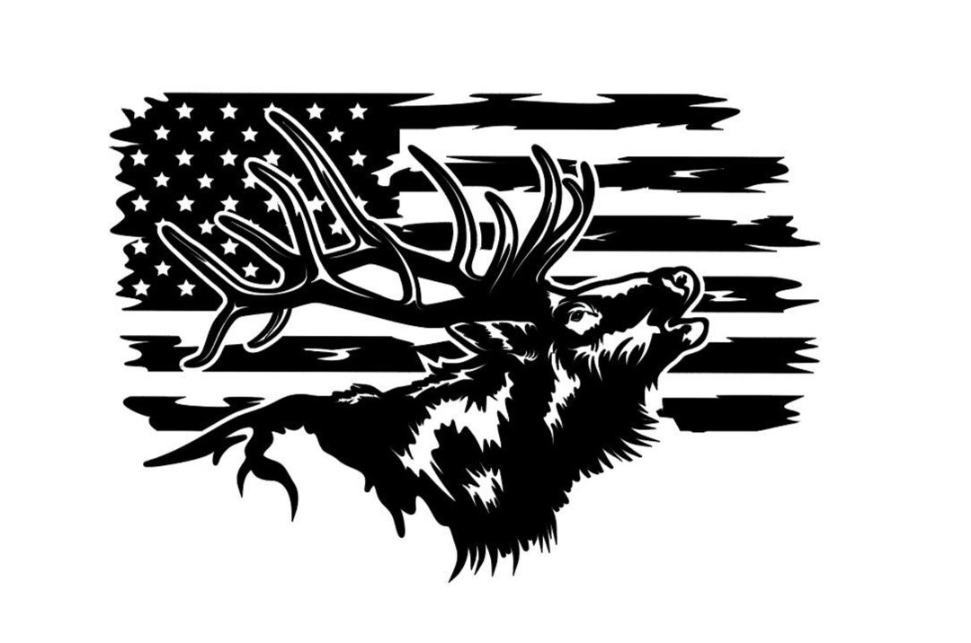 Elk American Flag Elk Buck Vinyl Decal high Quality Oracal - Etsy