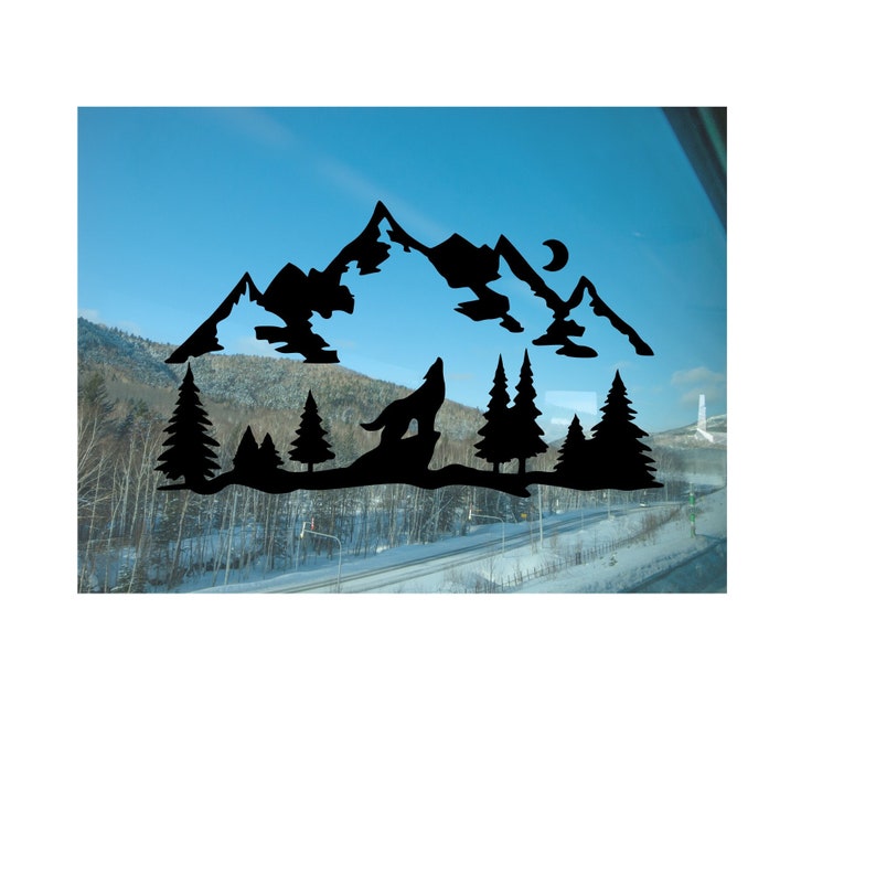 Mountain Scene Howling Wolf car Window Wall Vinyl Decal high - Etsy