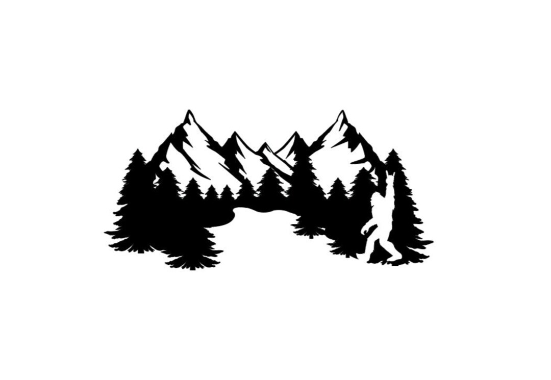 Bigfoot Sasquatch Rock on Mountain Forest Car Emblem Topper Vinyl Decal ...
