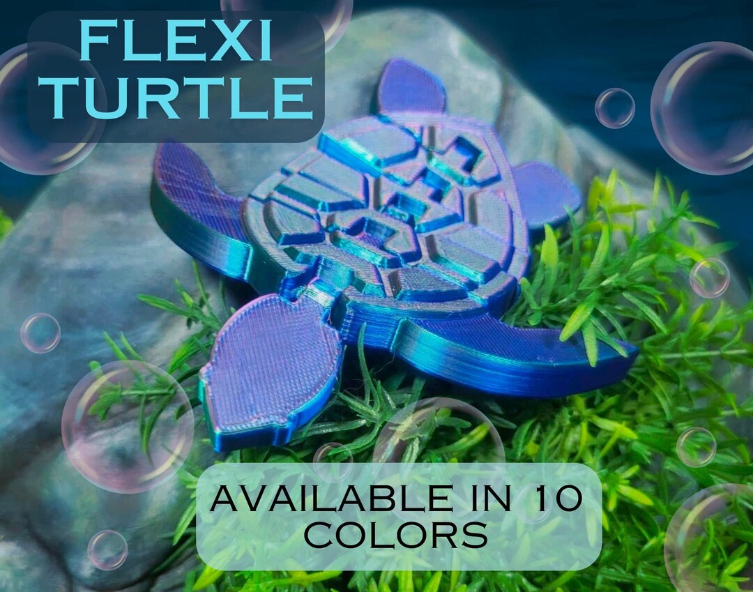 3D Printed Flexi Turtle Fidget Toy Available in Several Colors ...