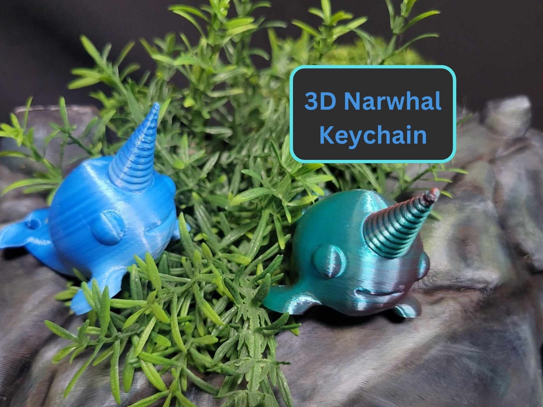 Adorable 3D Printed Narwhal Keychain Choose Your Color & Combo Sea Creature Print - Etsy