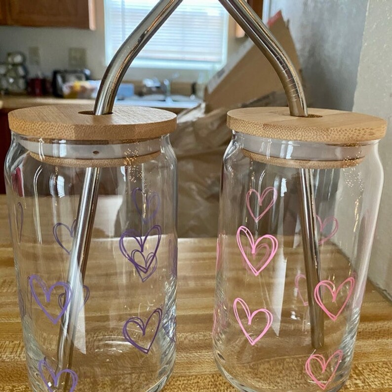 Hearts Glass Cup Beer Glass Can Glass Coffee Cup Soda Glass Etsy