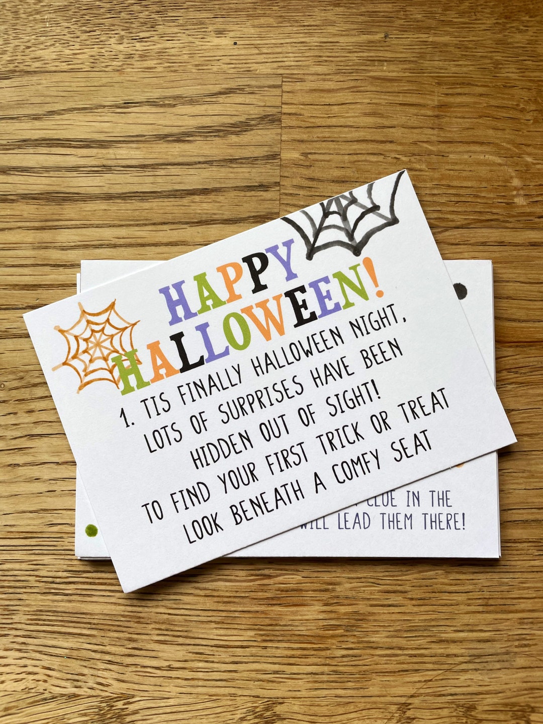 Halloween Scavenger Hunt Clue Cards Childrens Party Game - Etsy