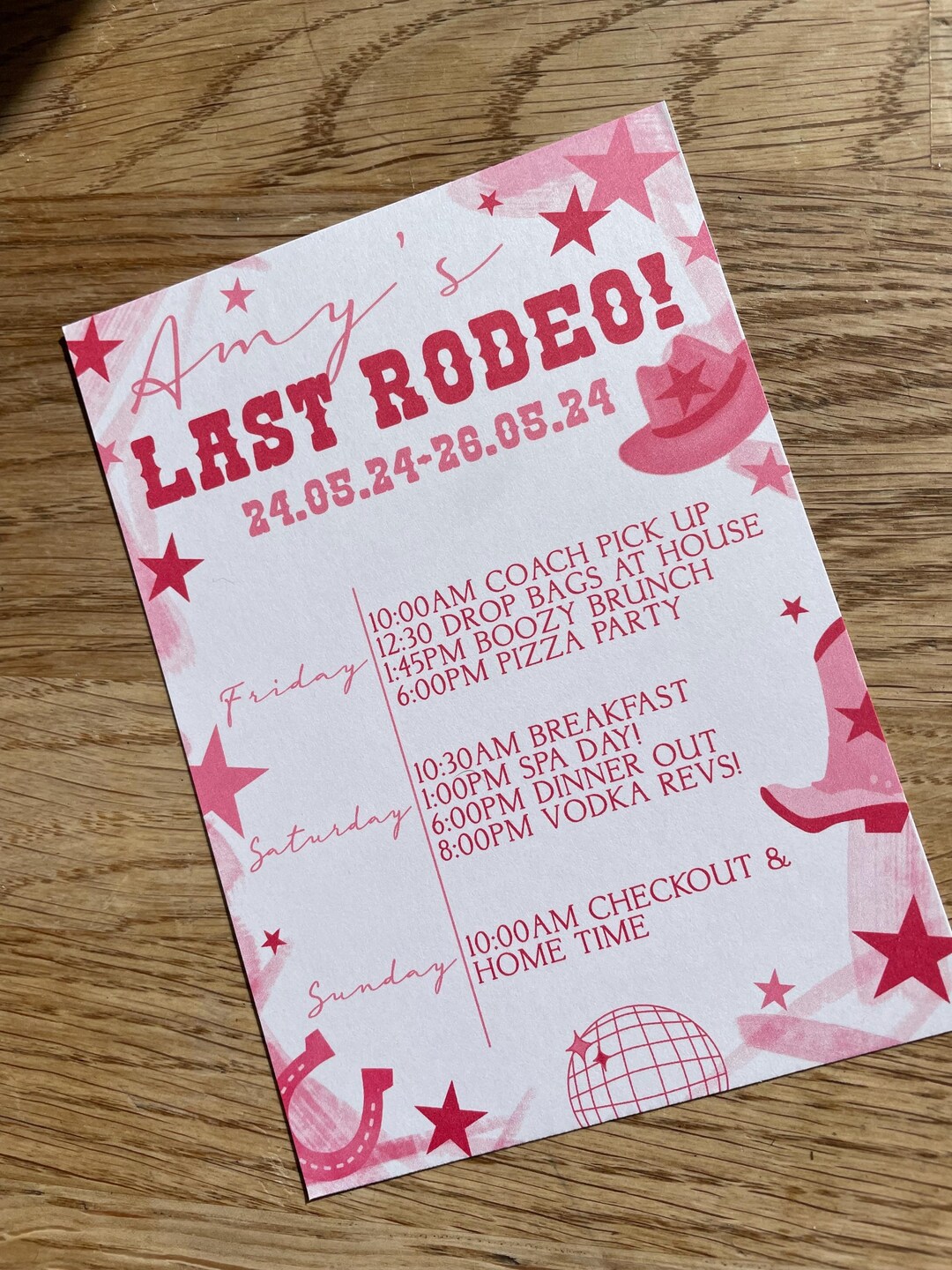 Last Rodeo Hen Party Itinerary Cards: Cowboy Bachelorette Invites - Etsy