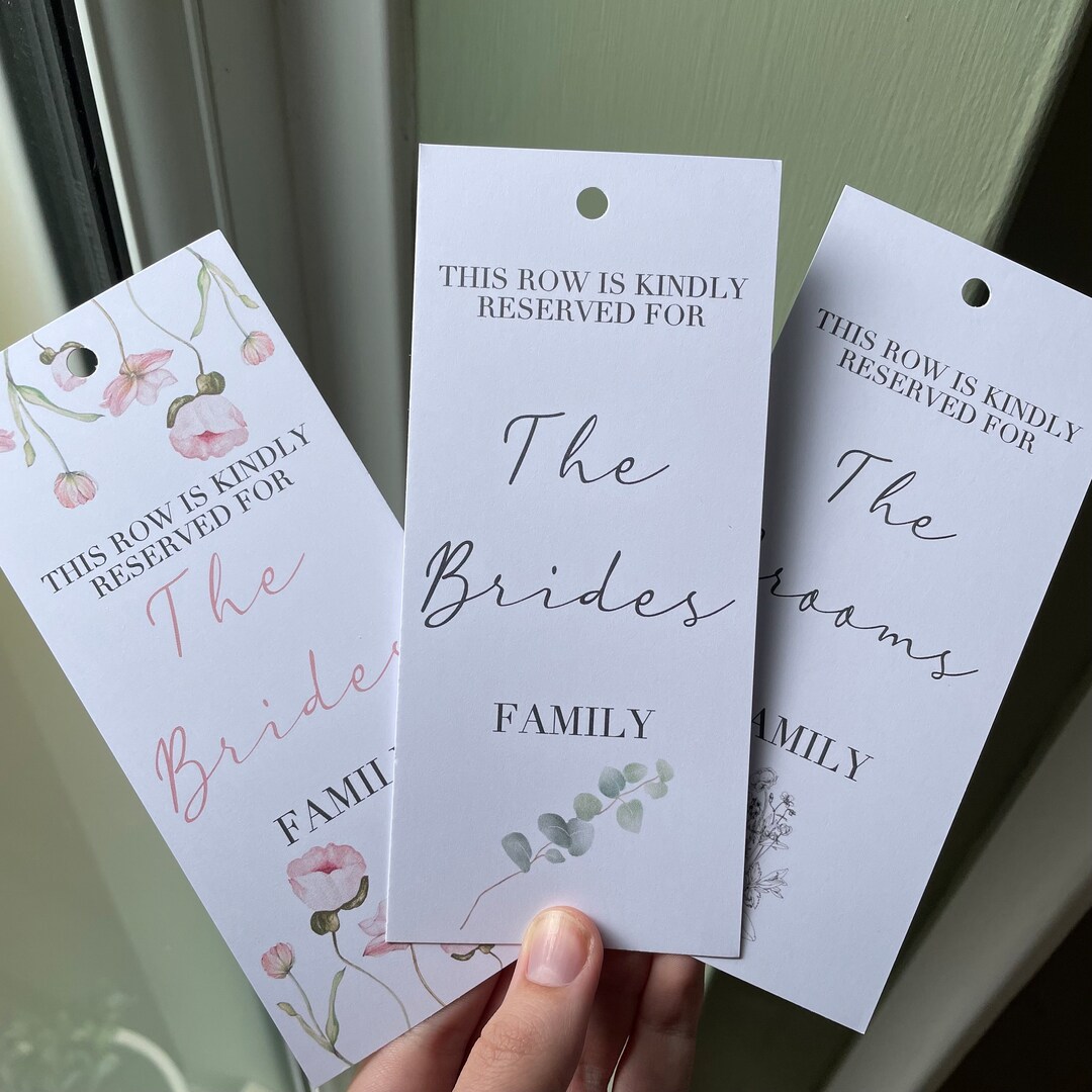 Wedding Chair Tags Reserved Seat Labels Personalised This Chair Row is ...