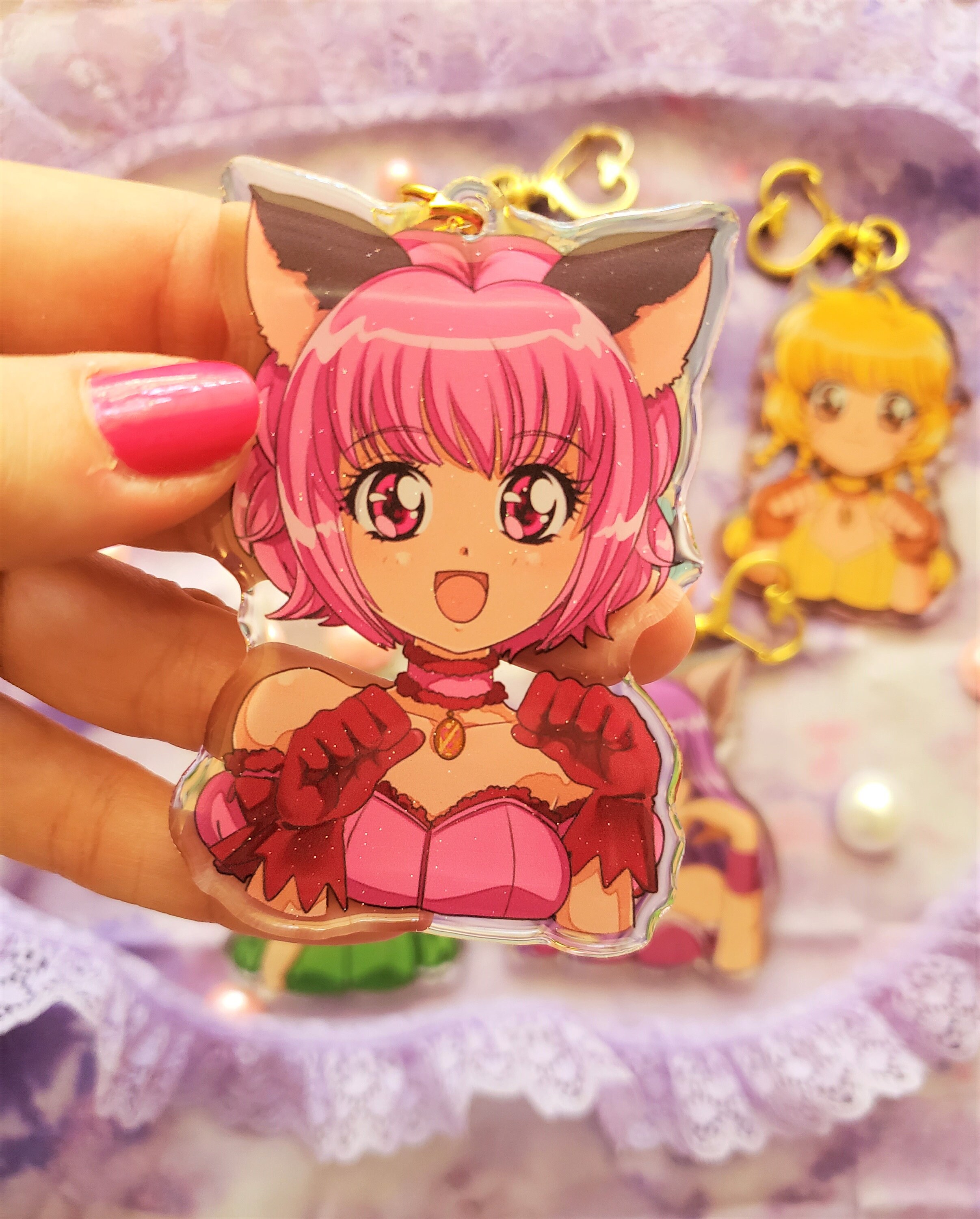 Tokyo Mew Mew 3 Inch Double-sided Glitter Epoxy Charm Keychain | Etsy UK