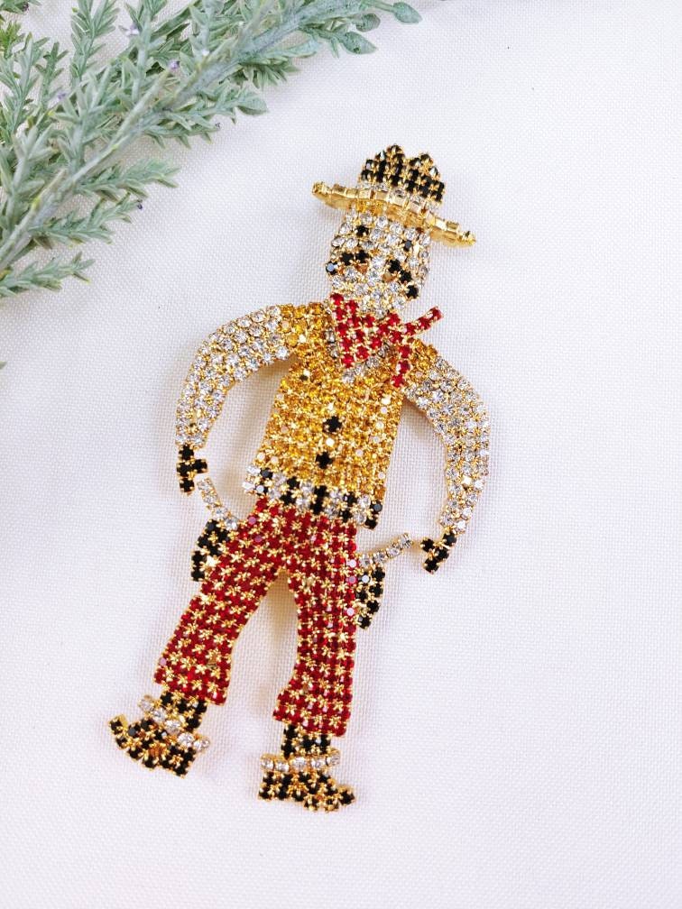 Vintage Large Dueling Cowboy Brooch Pin Prong Set Gold Tone | Etsy