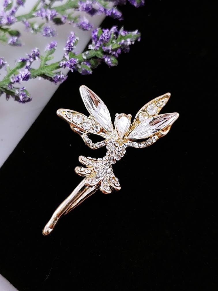 Vintage Brooch Pin Flying Fairy Pixie Lady Wings Fancy Woman - Etsy