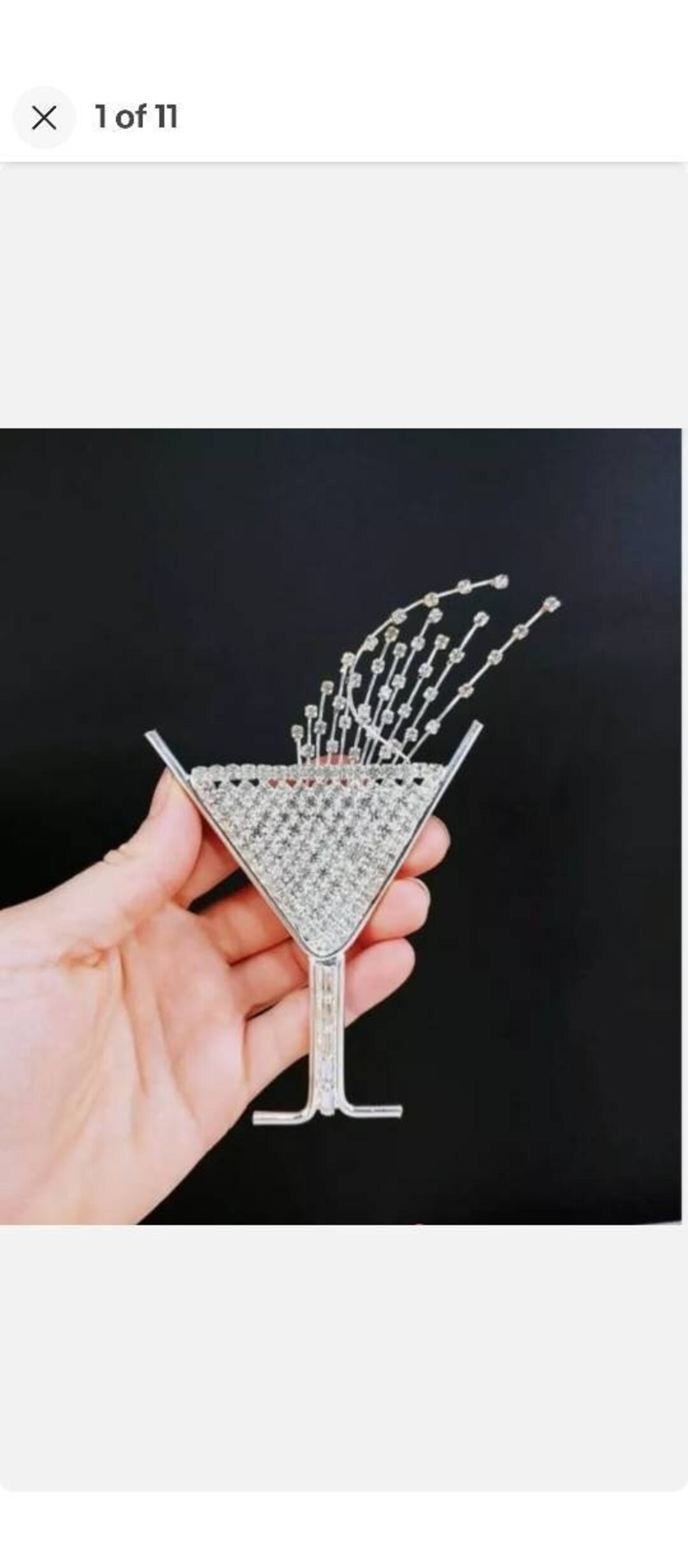 Vintage Large 6 Brooch Pin Martini Glass Bar Cocktail Pin Silver Tone ...