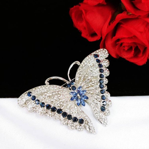 Blue Rhinestone Pin - Etsy