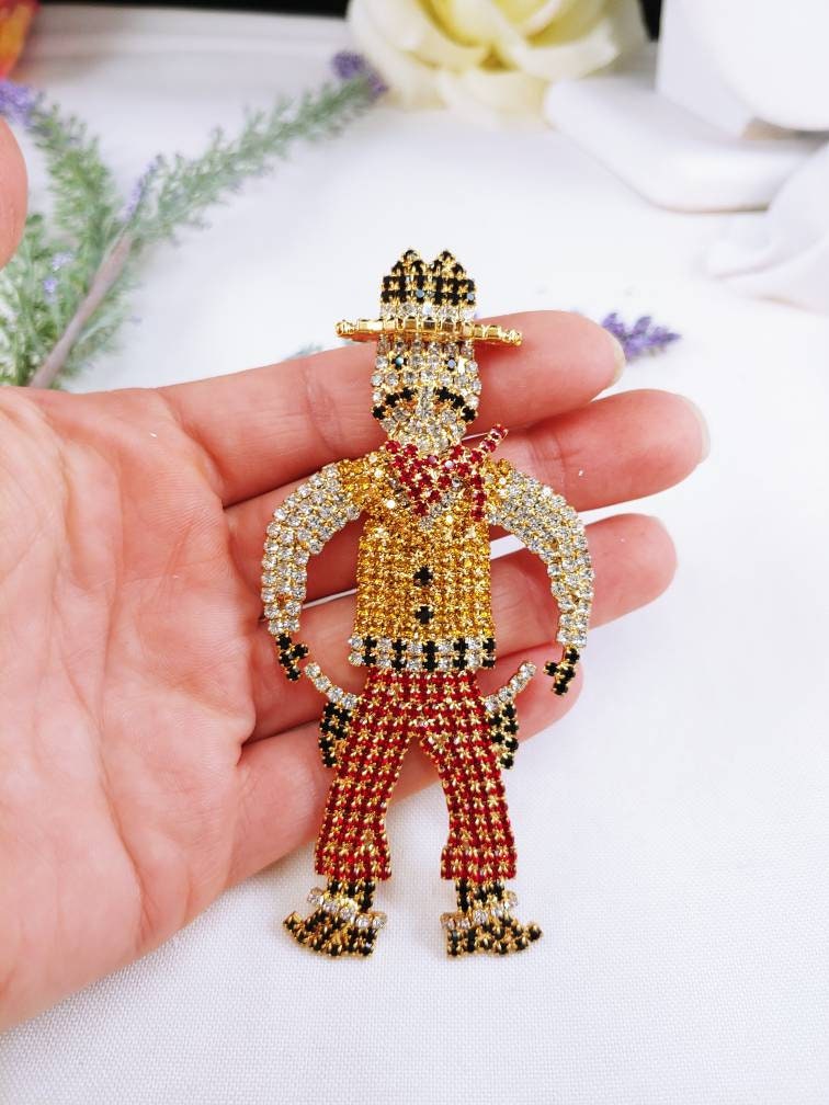 Vintage Large Dueling Cowboy Brooch Pin Prong Set Gold Tone | Etsy