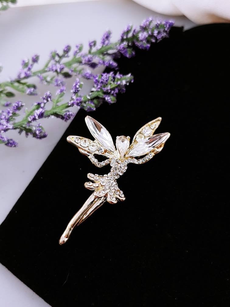 Vintage Brooch Pin Flying Fairy Pixie Lady Wings Fancy Woman - Etsy