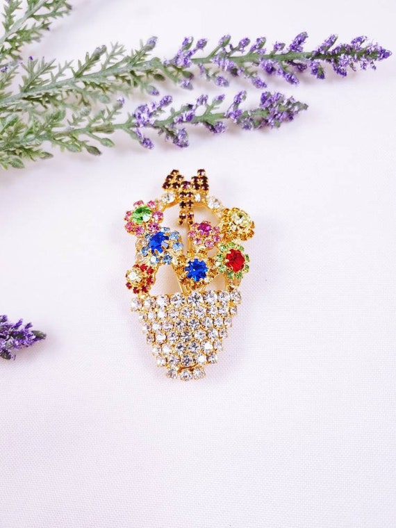 Vintage Flower Bouquet Basket Cluster Arrangement Gol… - Gem