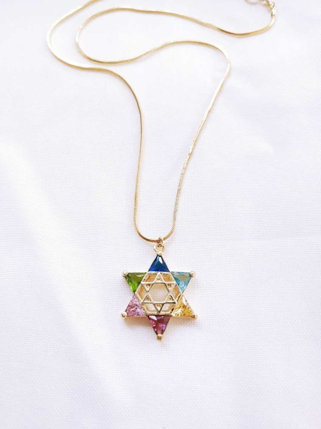 Beautiful Star of David Jewish Hebrew Simulated Gemstone Glass Stones ...