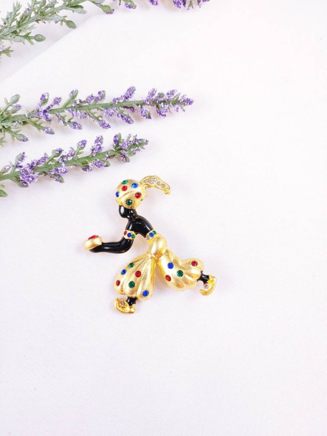 Vintage Jeweled Royal Sultan Genie Man Jewel Turban Hat Brooch Pin Gold ...