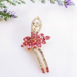 Vintage Jeweled Ballerina Dancer Brooch Pin Lady Woman Girl Gold Tone ...