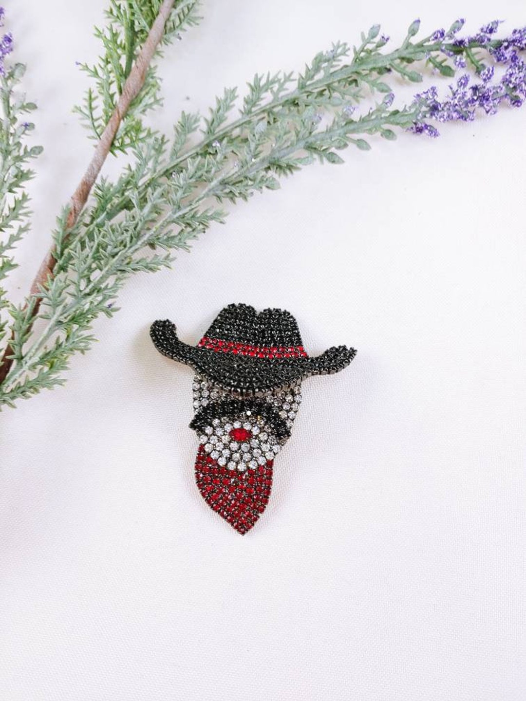 Vintage 3D Western Rodeo Cowboy Face Head Head Brooch Pin Mustache Red ...