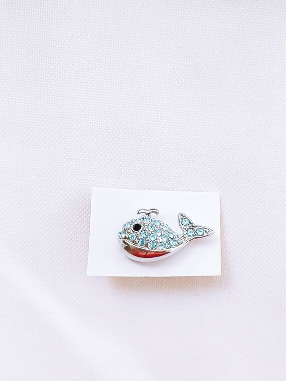 Vintage Whale Moby Dick Blue body Belly Rhinestone Ta… - Gem