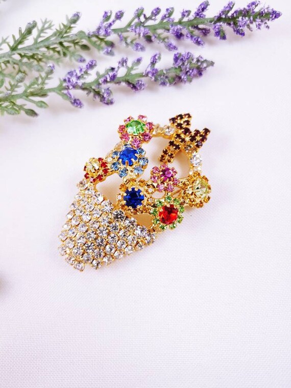 Vintage Flower Bouquet Basket Cluster Arrangement Gol… - Gem