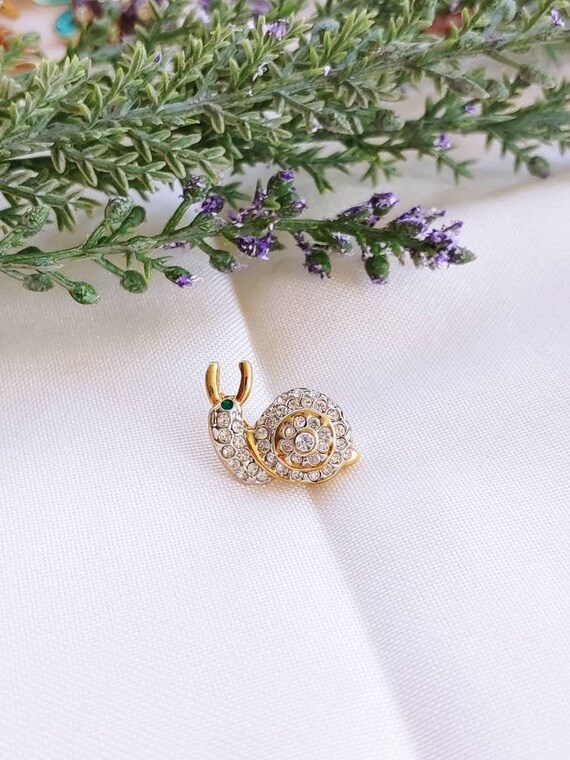 Vintage Snail Slug Shell Clear Crystal Rhinestone Stones - Etsy
