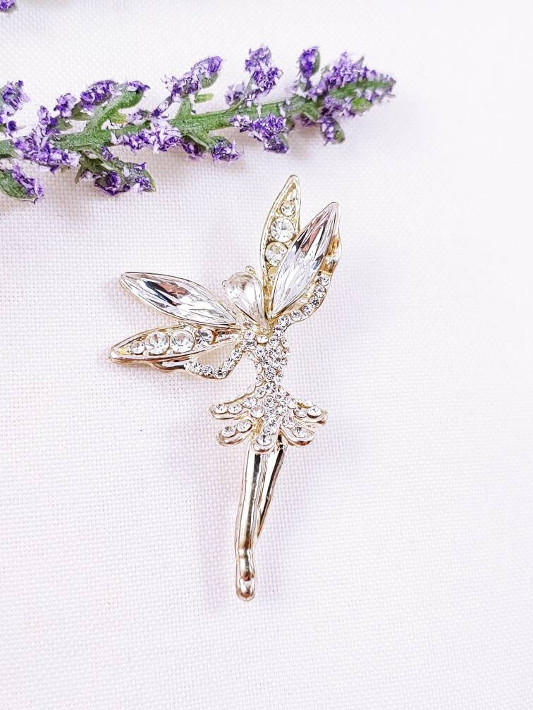 Vintage Brooch Pin Flying Fairy Pixie Lady Wings Fancy Woman - Etsy