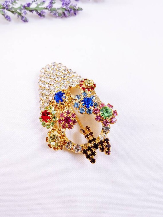 Vintage Flower Bouquet Basket Cluster Arrangement Gol… - Gem