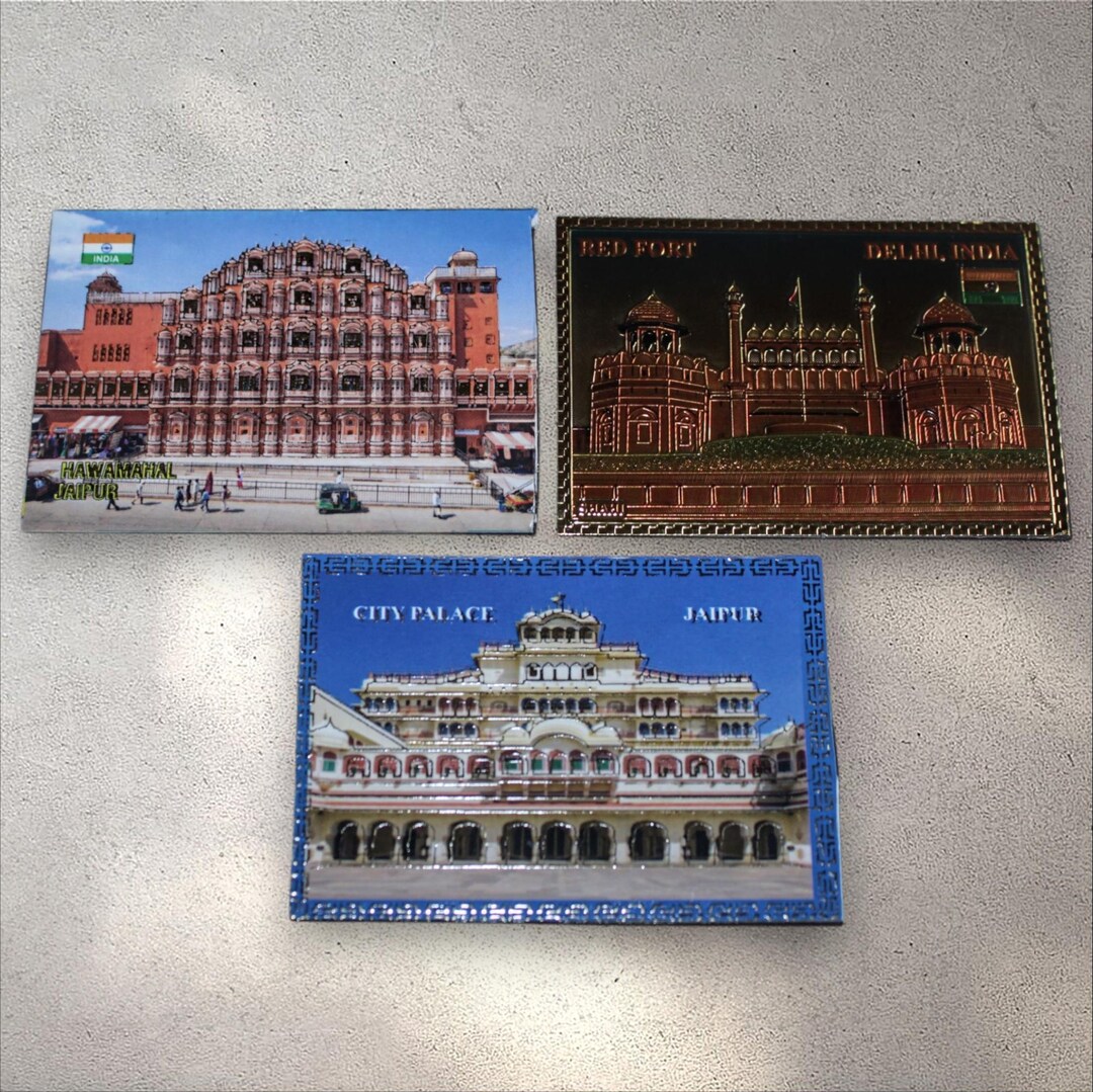 Indian Fort and Palace Fridge Magnet-beautiful Hawa Mahal, Red Fort ...