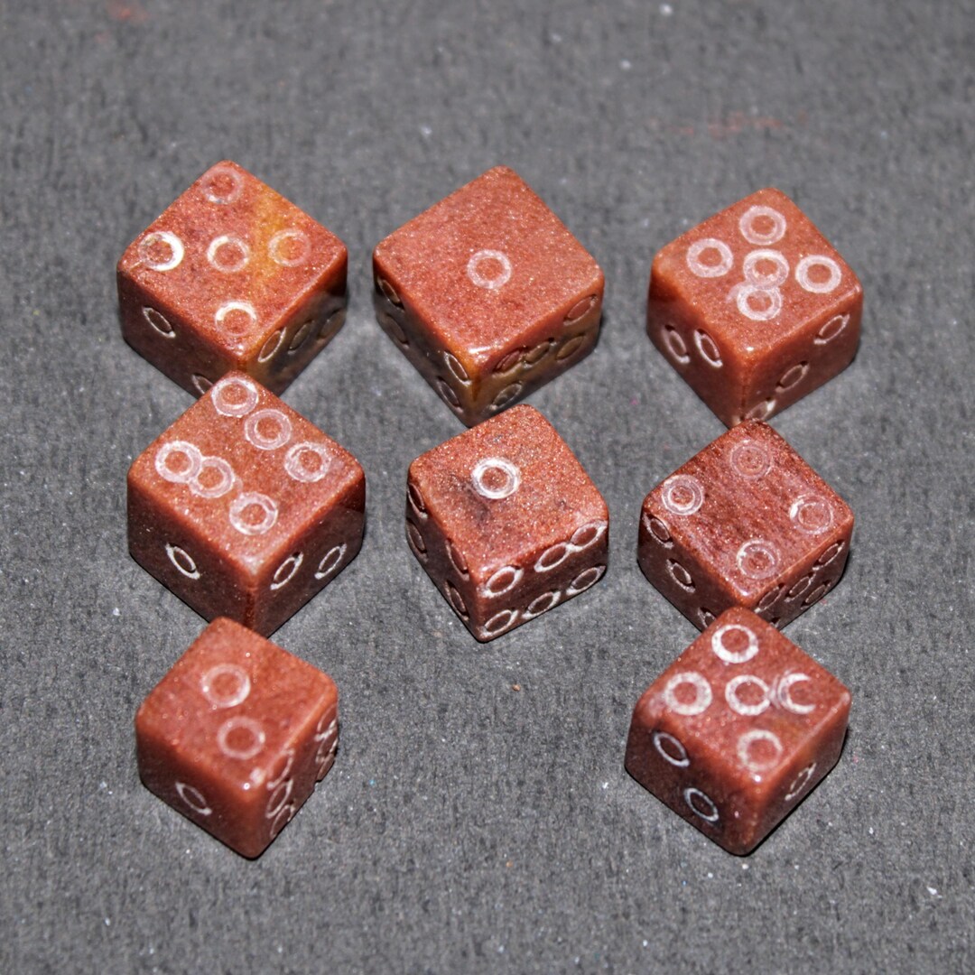 Natural Red Aventurine Stone Ludo Dice-8pcs Ludo Dice Set Use for Game ...