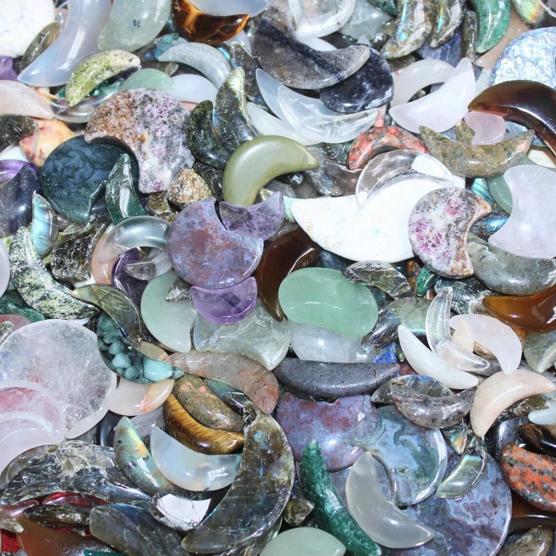 AAA Quality Natural Moon Shape Mix Stone Mix Size Mix Colour Lot-5 ...