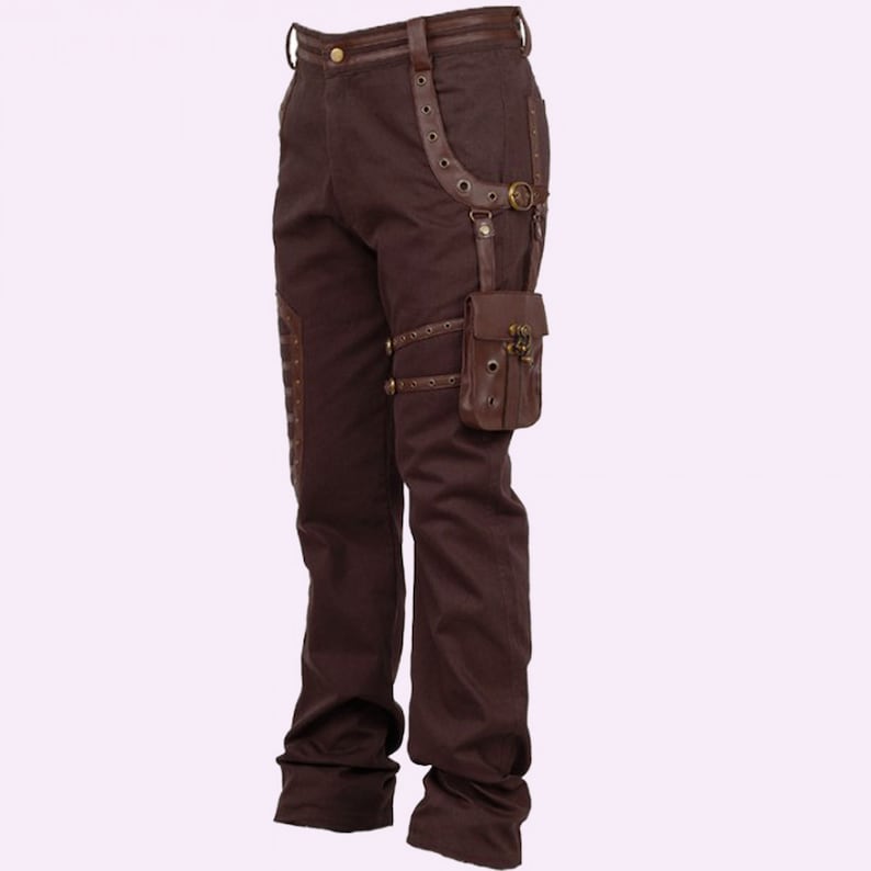 Herren Steampunk Braune Hose mit abnehmbarer Taschenhose mit | Etsy