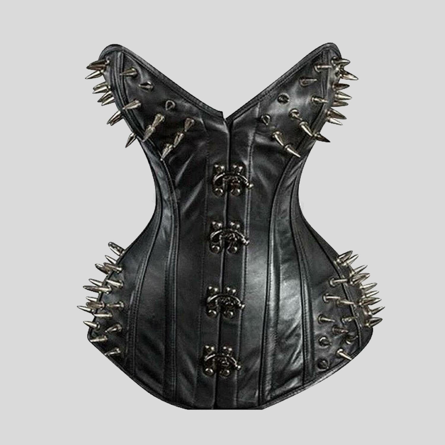 Black Leather Spiked Corset for Modern Ladiesblack Leather - Etsy UK