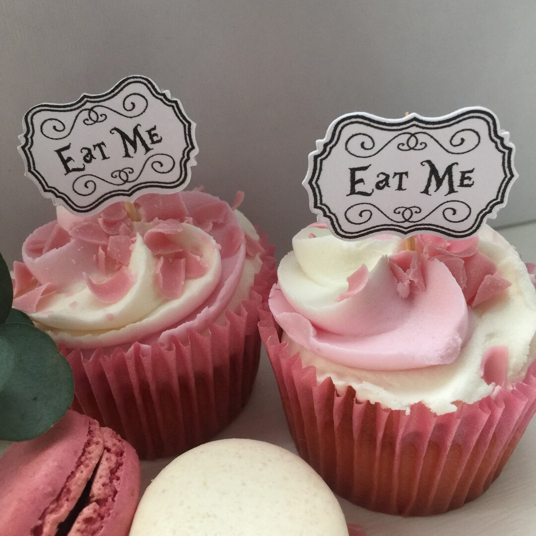 12 X ALICE IN WONDERLAND - Eat Me - Cupcake Cake Toppers Birthday Tea ...