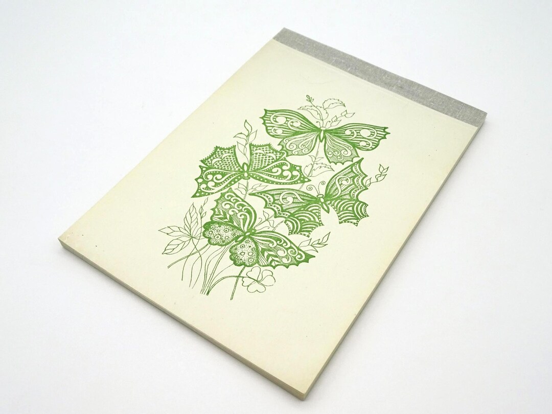 Vintage Vertical Ruled Notebook With Green Butterflies - New Unused Old ...