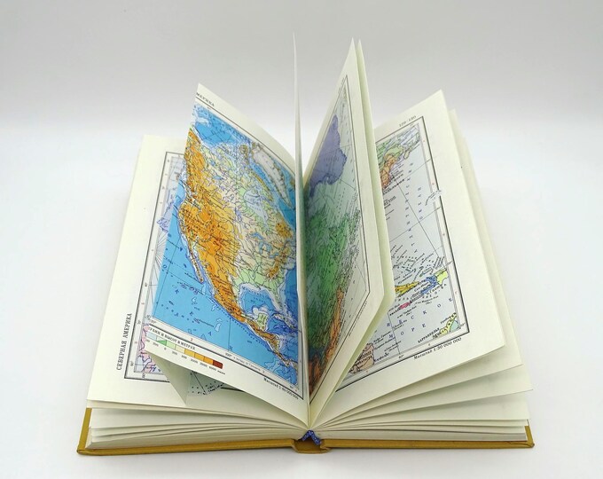 Vintage Book Soviet World Atlas Maps in Russian 80s 1980 - Etsy