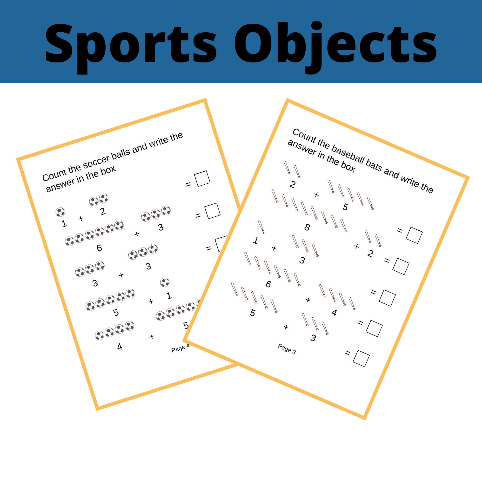 Addition Worksheets, Kindergarten Math Games, Instant Digital Download ...
