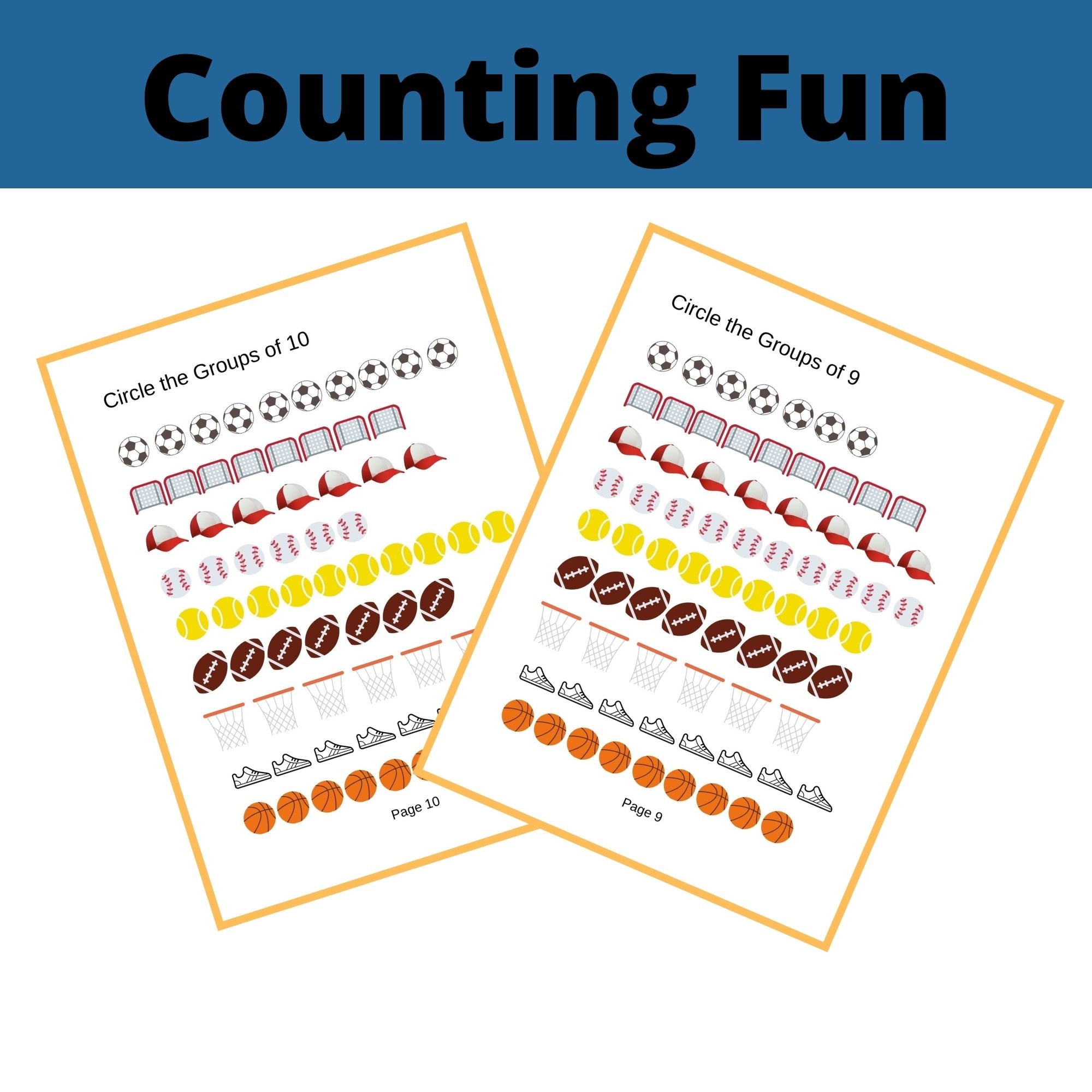 Counting Worksheets, 1 to 10, Kindergarten Math Games, Instant Digital ...