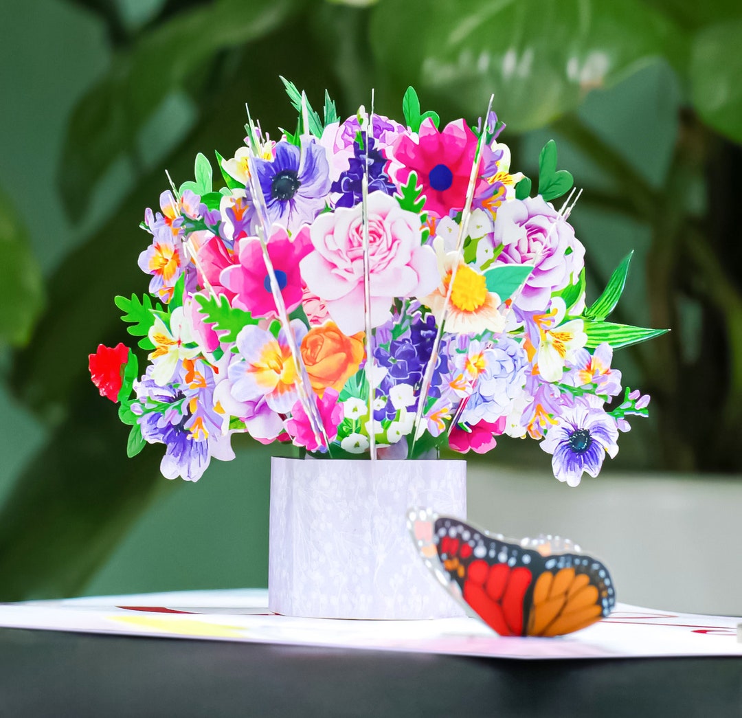 Flower Bouquet Pop up Card handmade 3D Popup Greeting Cards - Etsy