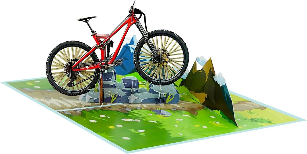 Bike Pop up Card, 3D Birthday Retirement Adventure Card, Mountain Theme ...