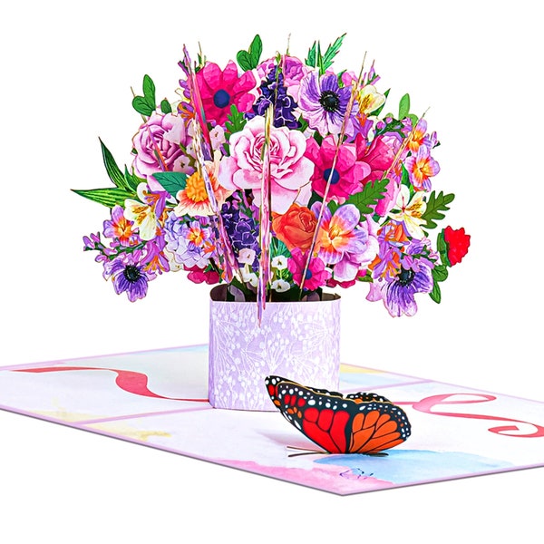 Flower Bouquet 3d Popup Greeting Cards - Etsy