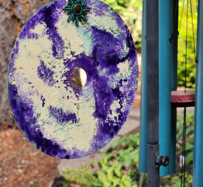 Garden Art Wind Spinner Purple and White/porch/patio/deck/garden/gift ...