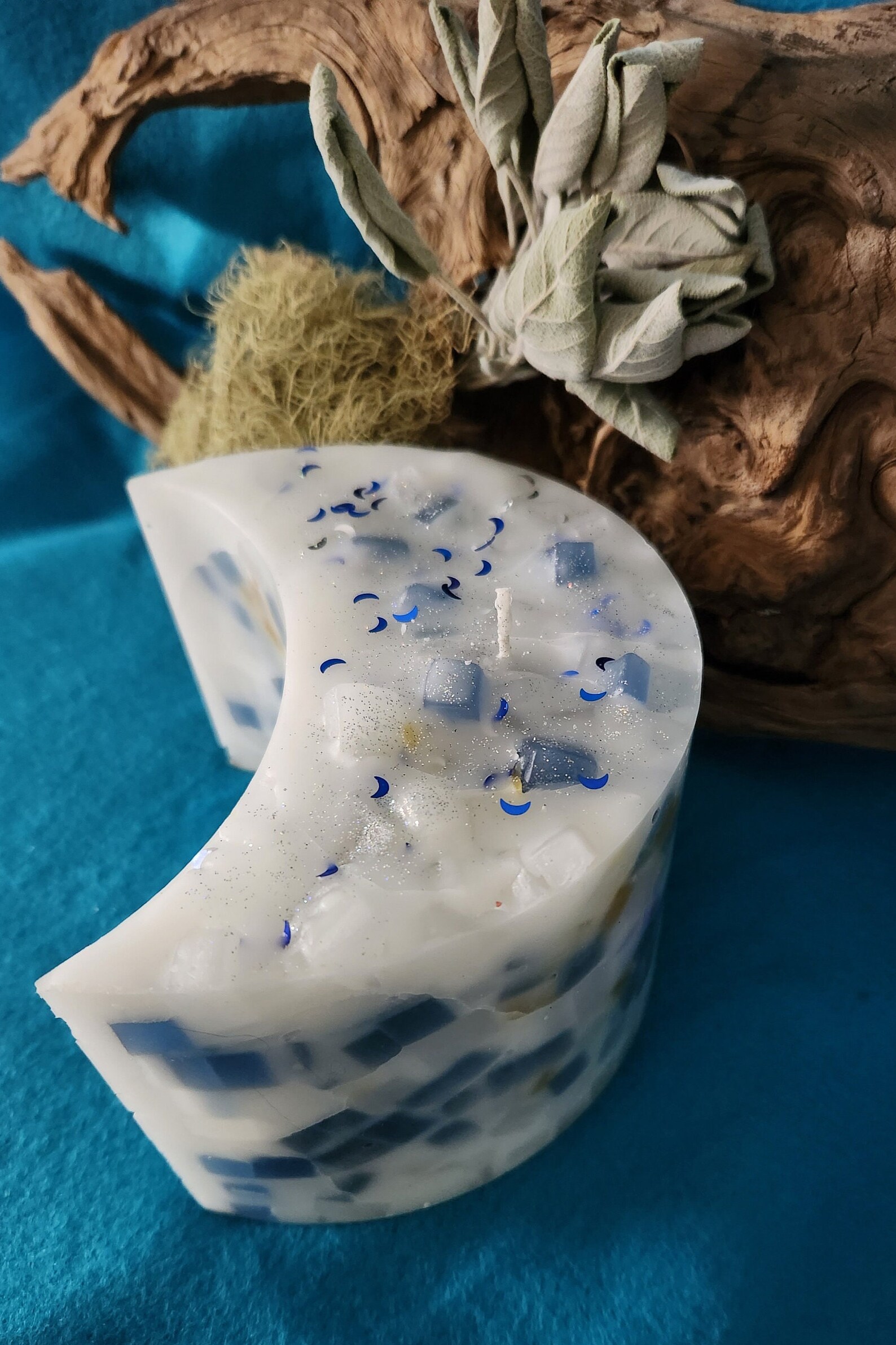 Candle Crescent Moon Candle-juniper/sage Hand Poured - Etsy