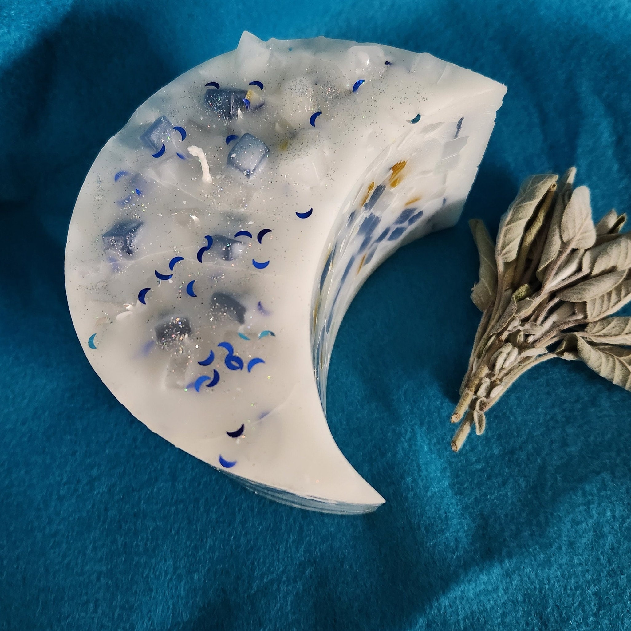 Candle Crescent Moon Candle-juniper/sage Hand Poured - Etsy
