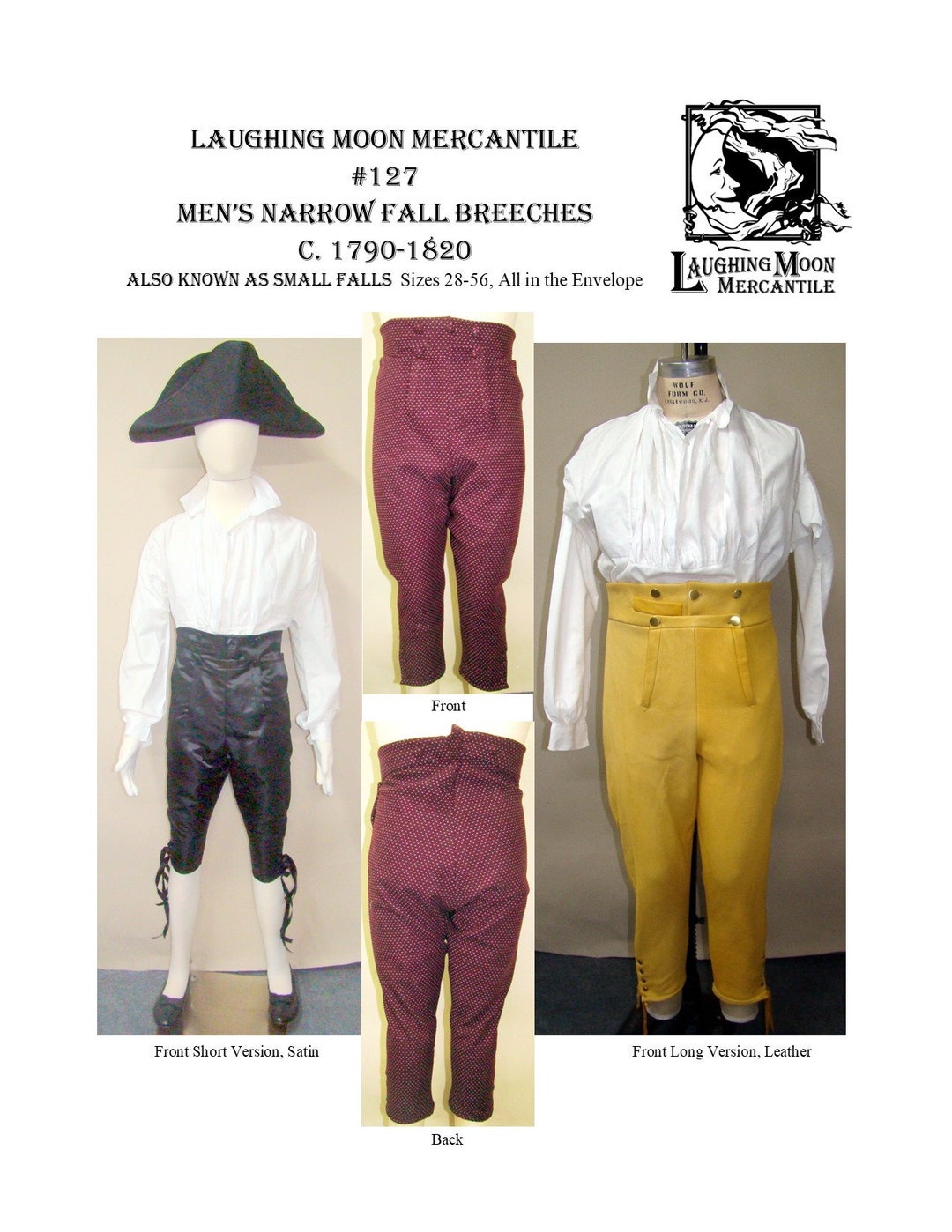 127 Narrow Fall Breeches With Size Layers 1790-1820 Sizes 28-56 - Etsy